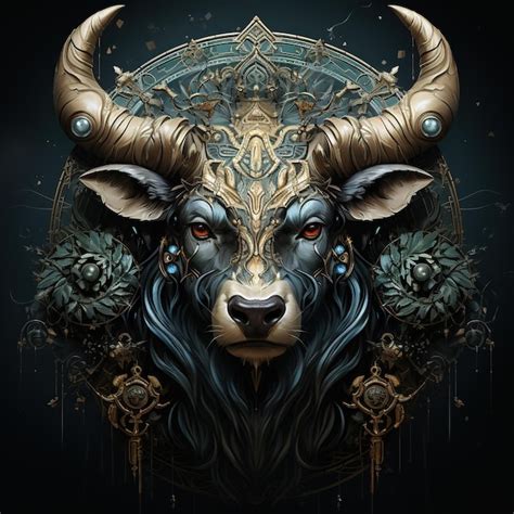 타우루스 Taurus 별자리 별자리 개념 배경 별자리의 이미지 사자 Leo 별자리와 별자리 기호 프리미엄 사진