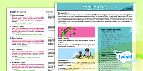 Computing Word Processing Year 4 Planning Overview