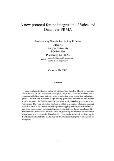 Pdf A New Protocol For The Integration Of Voice And Data Over Prma