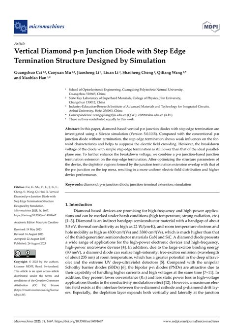 Pdf Vertical Diamond P N Junction Diode With Step Edge Termination