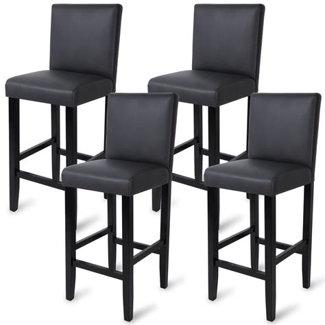 Barhocker Tresenstuhl 4er Set Barstühle Mit Lehne Massivholz Grau