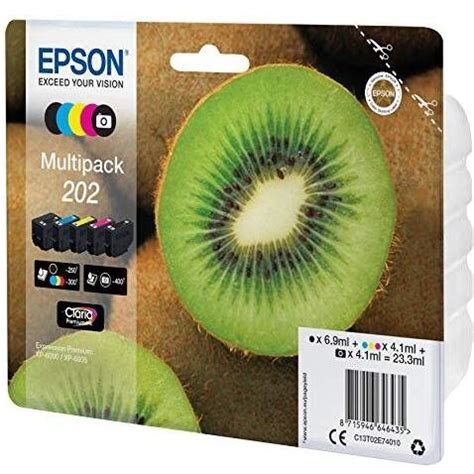 Epson 202 Kiwi Genuine Multipack 5 Colours Ink Cartridges Claria