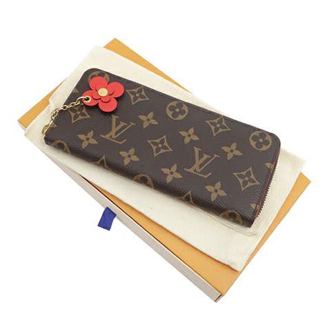 【楽天市場】ルイヴィトン Louis Vuitton 長財布 ポルトフォイユ クレマンス フラワーチャーム モノグラムコクリコ ラウンド