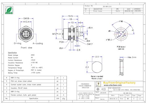 Elecbee M Panel Receptacles D Code Straight Pin Female Non Shield Connector