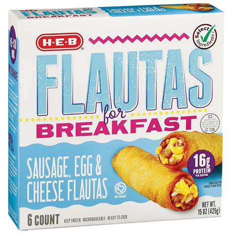 H E B Frozen Breakfast Flautas Sausage Egg And Cheese Shop Meals