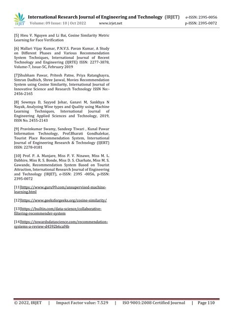 Tourist Destination Recommendation System Using Cosine Similarity Pdf