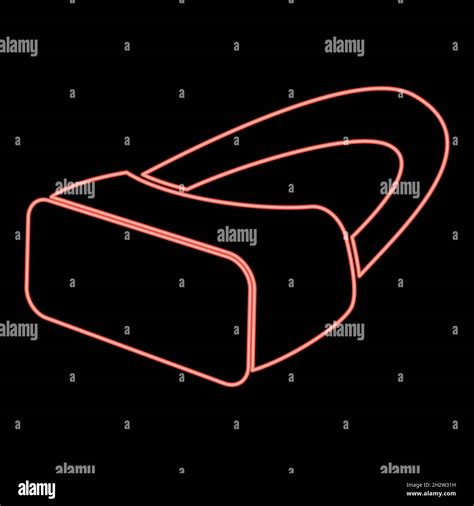 Neon Vr Glasses Red Color Vector Illustration Flat Style Light Image