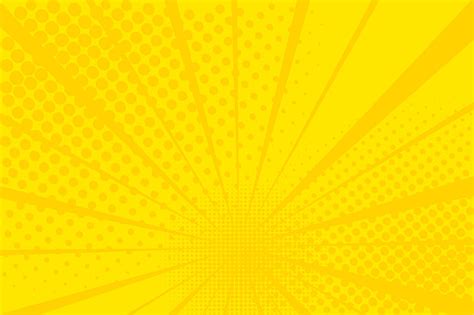 팝 아트 복고풍 만화입니다 노란색 배경 슈퍼 히어로입니다 번개 폭발 하프 톤 점 만화 대 벡터 일러스트레이션 배경 주제에 대한