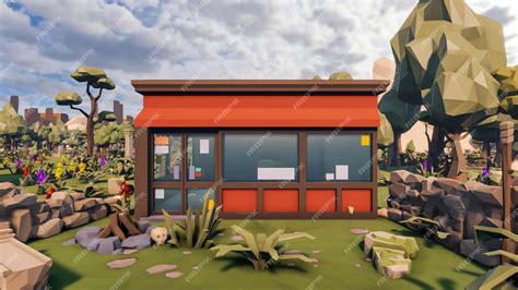 지속 가능한 개발 목표를 위한 3d 렌더링 및 낮은 폴리 그래픽 리소스 생물 다양성 성장하는 경제 및 생태 프리미엄 사진