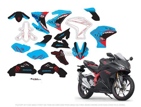 Mẫu Thiết Kế Tem Xe Cbr 250 Phối Màu Cá Tính Dành Riêng Cho Dân Chơi File Corel And Pdf Cdr Vn