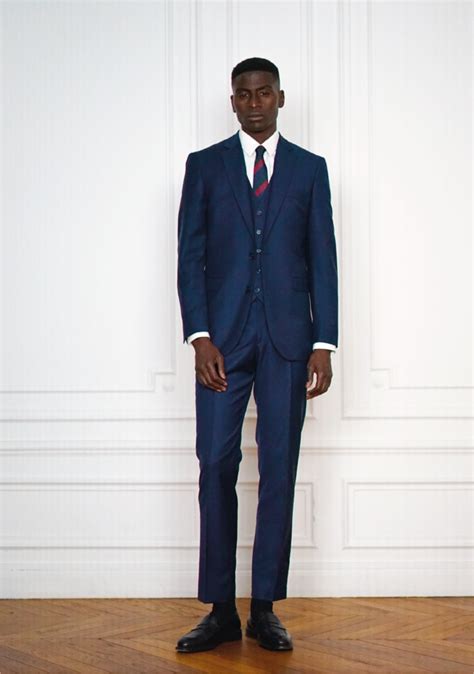 Costume Mariage Civil Sur Mesure 3 Pièces Bleu Marine Rives Paris