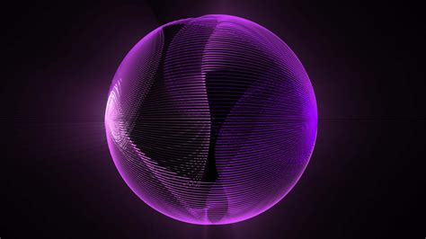 Abstract Purple Sphere Made Of Shining Lines And Particles With A Glass