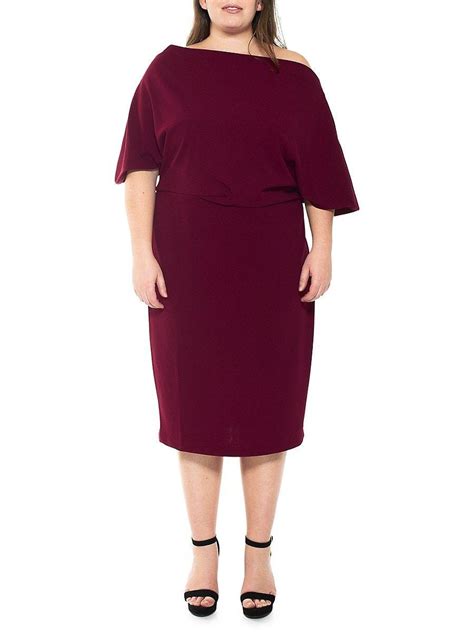 Alexia Admor Plus Olivia One Shoulder Sheath Dress In Burgundy Purple