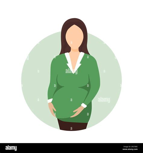 Happy pregnancy concept. Cartoon faceless pregnant woman. Vector illustration with future mother ...
