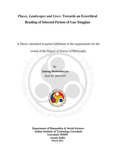 A Thesis Submitted In Partial Fulfilment Of The Requirements For The