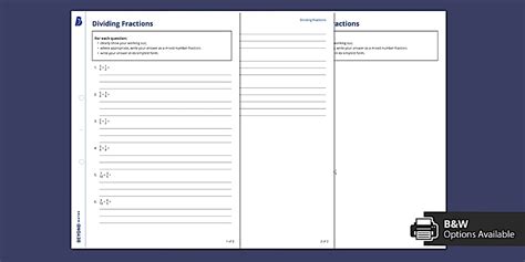 Dividing Fractions Worksheet Ks3 Maths Beyond Twinkl