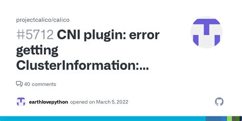 Cni Plugin Error Getting Clusterinformation Connection Is