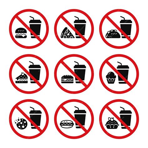 Premium Vector Prohibition Food And Drink Symbol Set Vector No Food