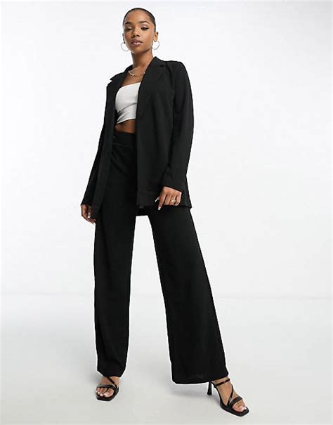 Vero Moda Wide Leg Jersey Pants Set In Black Asos
