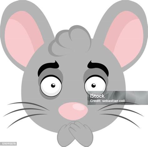 마우스 머리의 벡터 이모티콘 일러스트 만화와 그의 입 위에 손을 얹고 침묵 개념 Silent Protest에 대한 스톡 벡터 아트 및 기타 이미지 Silent