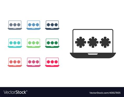 Black Laptop With Password Notification Icon Vector Image