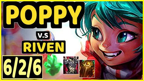 ALPHARI POPPY Vs RIVEN 6 2 6 KDA TOP GAMEPLAY EUW Ranked