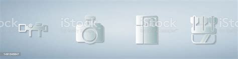 스나이퍼 광학 조준경 사진 카메라 성냥갑 및 성냥 열기 화살표로 떨림을 설정합니다 종이 아트 스타일 벡터 3차원 형태에 대한 스톡 벡터 아트 및 기타 이미지 Istock