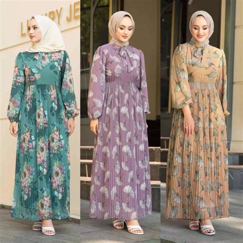 Fashion Plus Size Muslim Elegant Floral Maxi Dress Lazada Ph