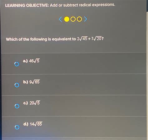solved learning objective add or subtract radical