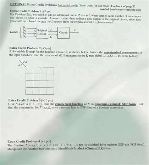 Optional Extra Credit Problems No Partial Credit