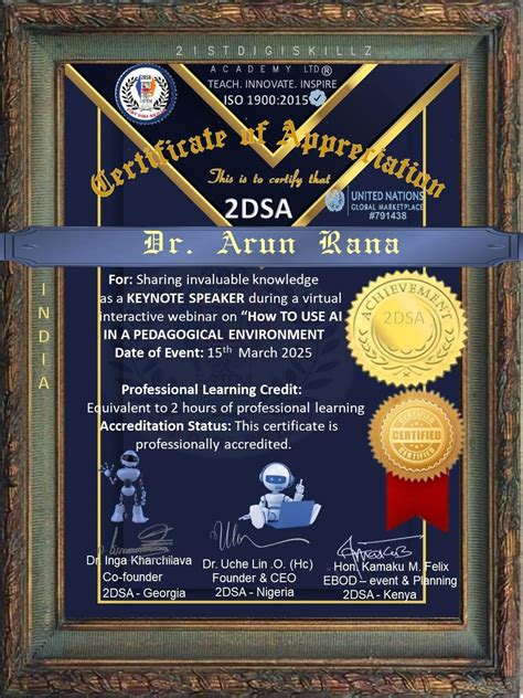 Appreciation Webinar2025 Ai Phd Arun Kumar Rana