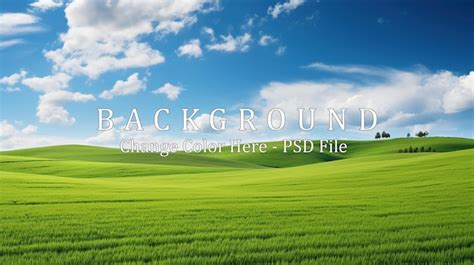 Premium Psd A Field Of Green Grass Under A Blue Sky