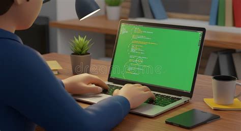 Freelance Developer Coding At Home On Laptop Creating New Software Stock Illustration
