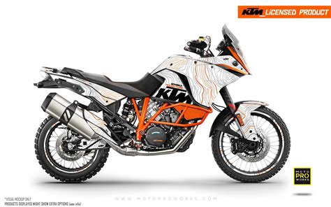 Ktm 1090 Adventure Graphics Topography White Orange Motoproworks