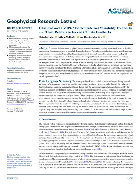 Pdf Observed And Cmip6 Modeled Internal Variability Feedbacks And