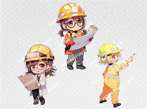 Chibi Contractor Clipart Bundle Cute And Intelligent Engineers 20