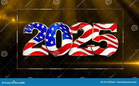 Year Change 2025 In United States Luxury Gold Digits With Flag On
