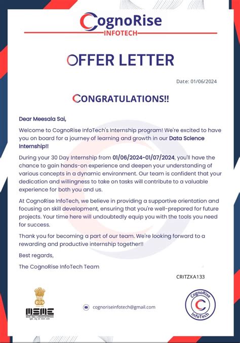 Sai Meesala On Linkedin Internship Datascience Cognoriseinfotech