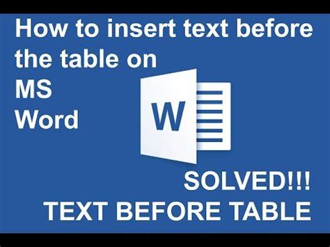 How To Insert Text Before The Table On Ms Word Artofit