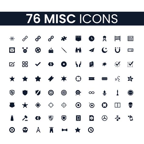 76 Miscellaneous Icons Set Miscellaneous Icons Pack Collection Of