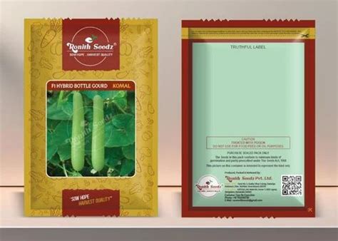 Green Hybrid Bottle Gourd Komal08 Seed Packaging Type Pouch