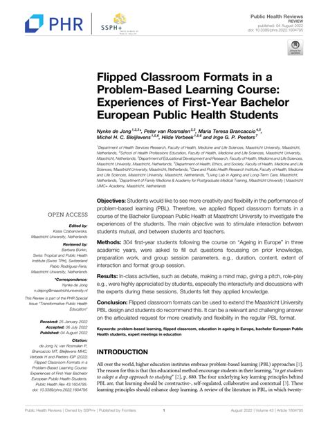 pdf flipped classroom formats in a problem based learning course