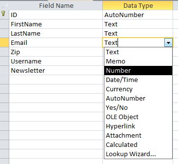 INTRODUCTION TO DATABASES Data Types In MS Access