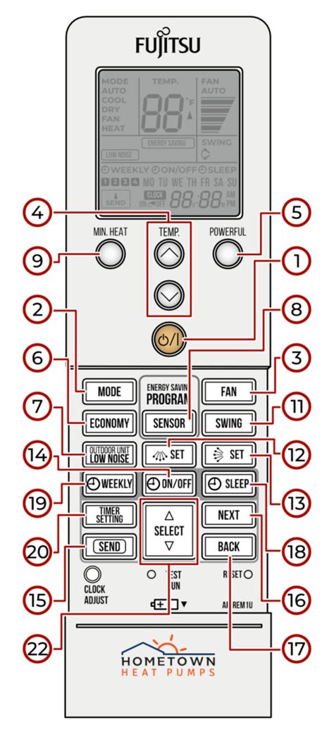 Fujitsu Heat Pump Remote Guide Hometown Heat Pumps