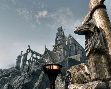 Dragonreach Castle From Jorrvaskr In Whiterun At Skyrim Nexus Mods