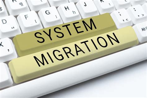 Hand Writing Sign System Migration Word Written On Group Of Potential