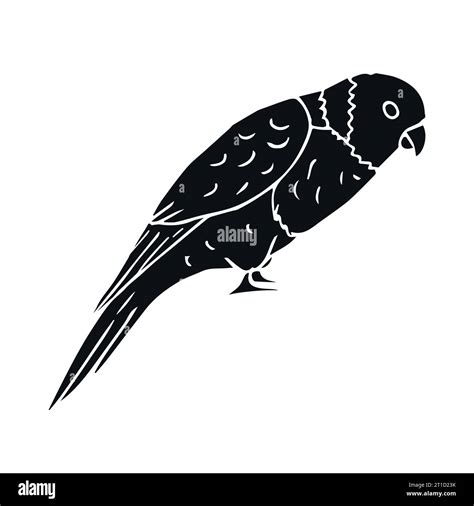 Vector Hand Drawn Doodle Sketch Black Lory Parrot Isolated On White