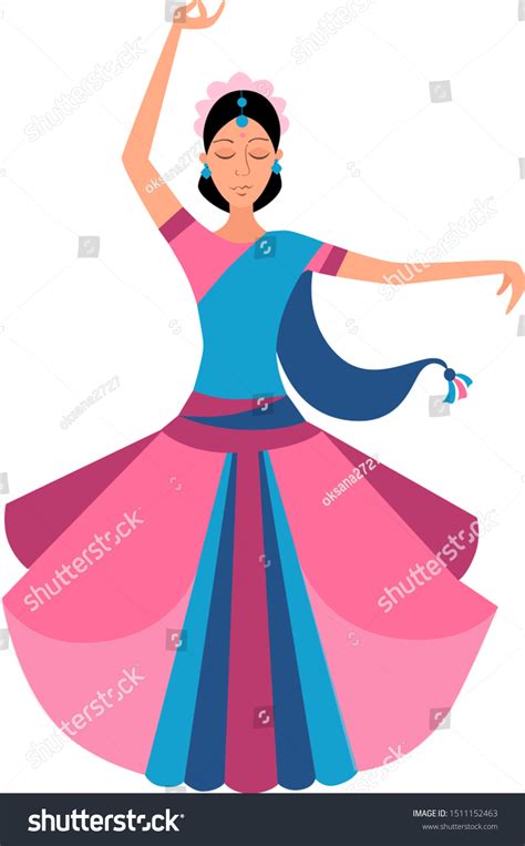 Vector Illustration Indian Girl Dancing Indian Stock Vector Royalty