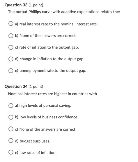 solved question 36 1 point if the output and inflation gap