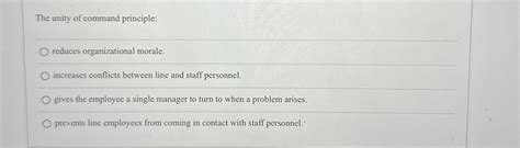 Solved The Unity Of Command Principleqreduces